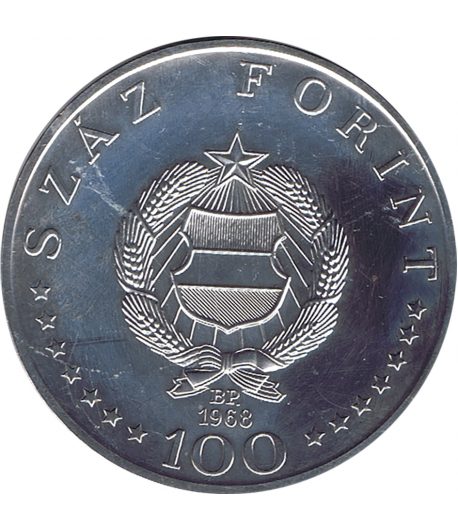 Moneda 100 Florines Hungría 1968 Ignaz Semmelweis. Plata
