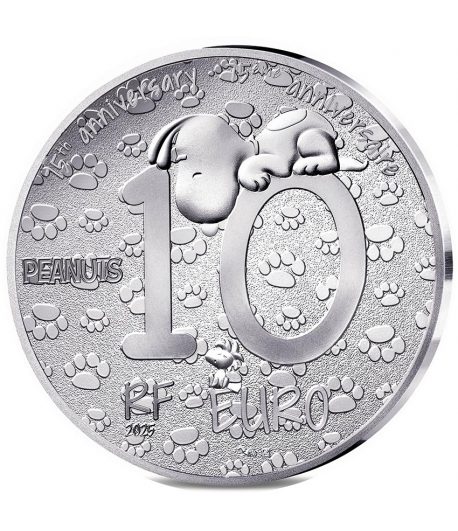 Moneda 10 euros de plata Francia 2025 Snoopy. Proof